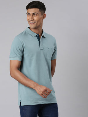 Classic Polo Men's Half Sleeve Dark Green Polo Neck Slim Fit Solid T-S