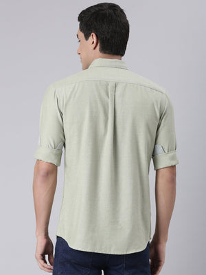 Classic Polo Men's Full Sleeve Green Polo Neck Slim Fit Solid Cotton C