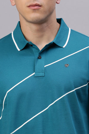 Classic Polo Men's Half Sleeve Teal Blue Polo Neck Slim Fit Solid T-Sh