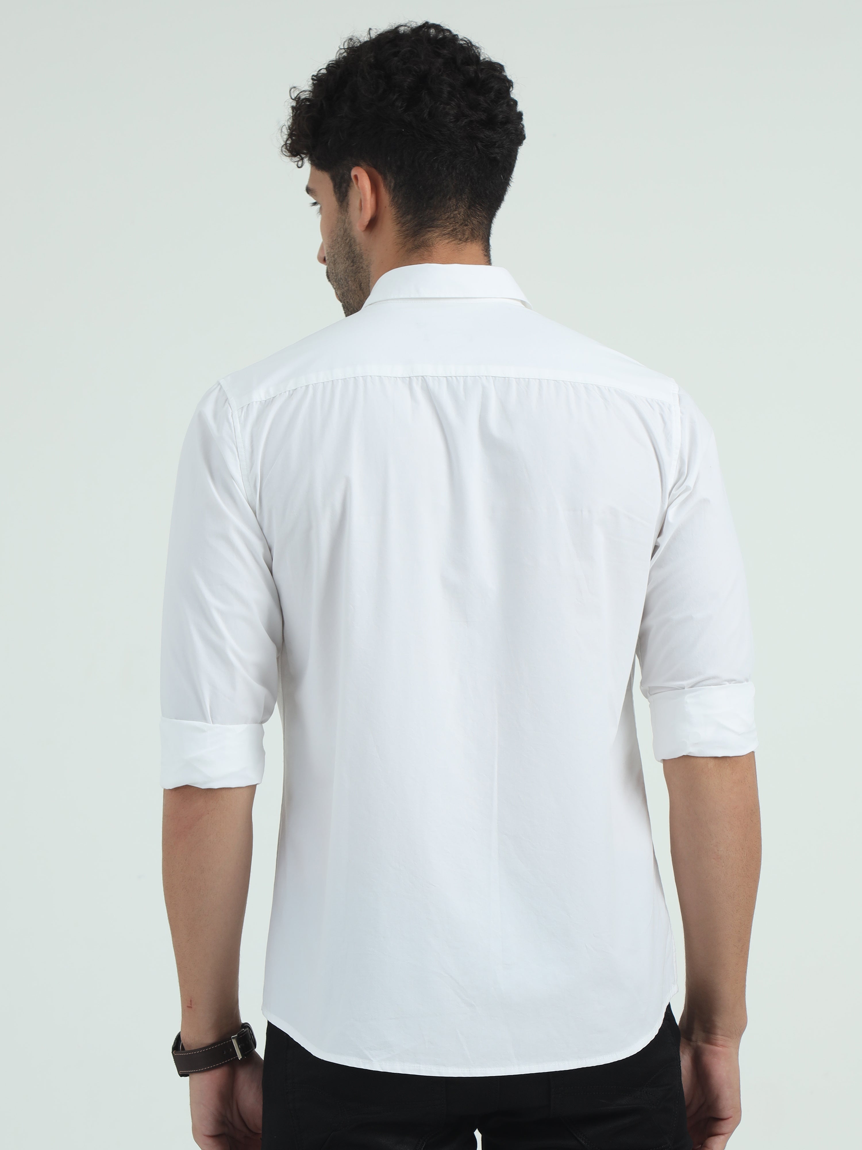 Classic Polo Men's Polo Neck Cotton White Slim Fit Solid Shirt | WHITE