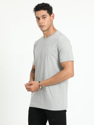 Classic Polo Men's Solid Lt.Grey Cotton Half Sleeve T-Shirt | TOY-ARDO