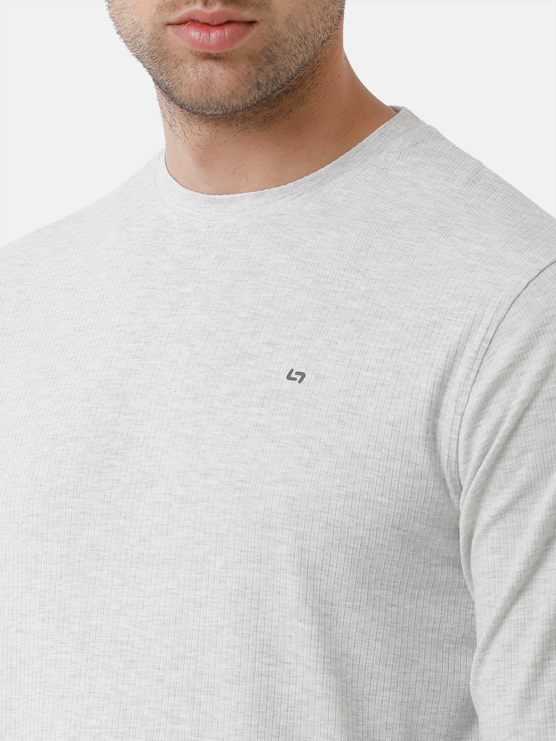 Classic Polo Mens Cotton Full Sleeve Solid Slim Fit Round Neck Light G