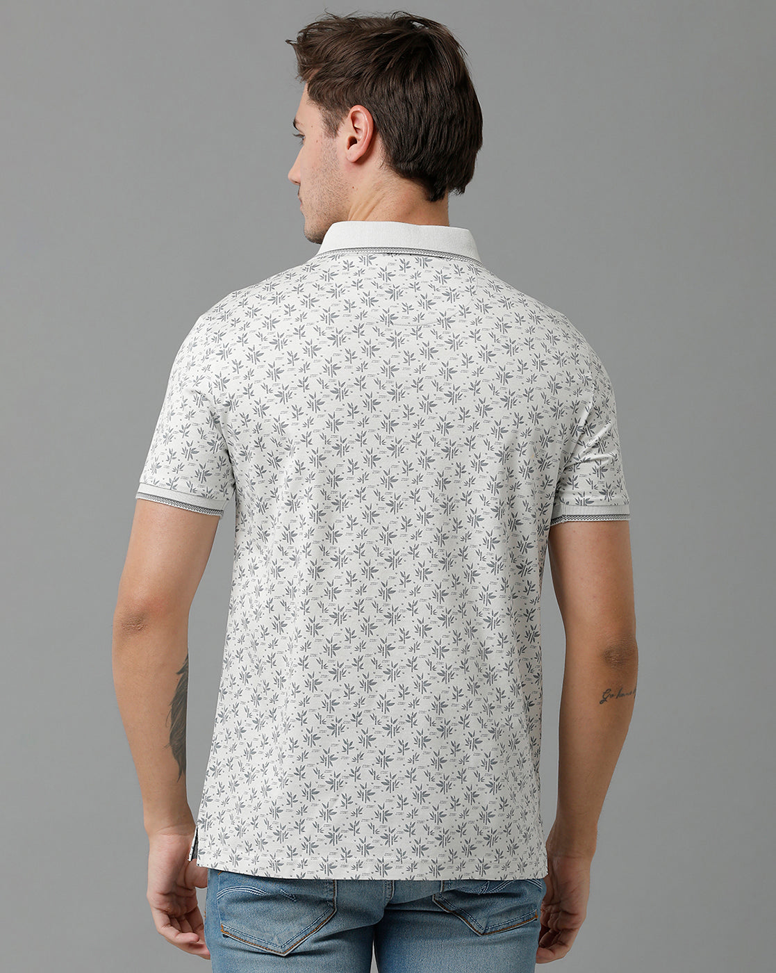 Classic Polo Men's Cotton Half Sleeve Printed Slim Fit Polo Neck Cream