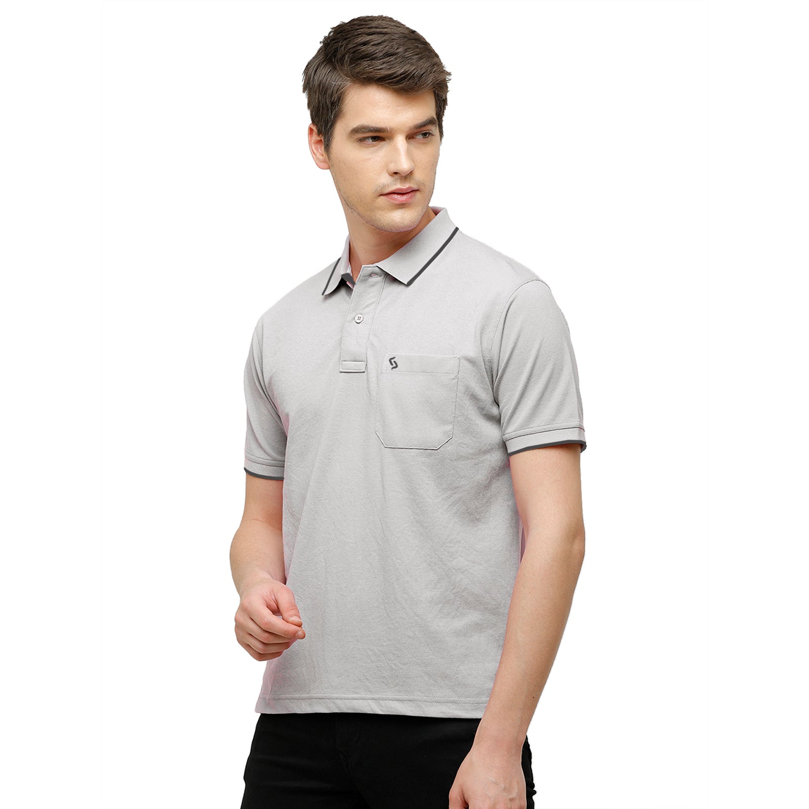 Classic Polo Men's Casual Solid Silver Half Sleeve T-Shirt | TOY-NOVA-